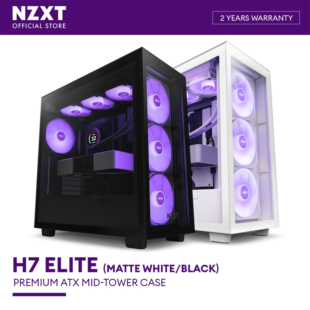 NZXT H7 Elite Premium ATX Mid-Tower Case - Matte Black | Matte White ...
