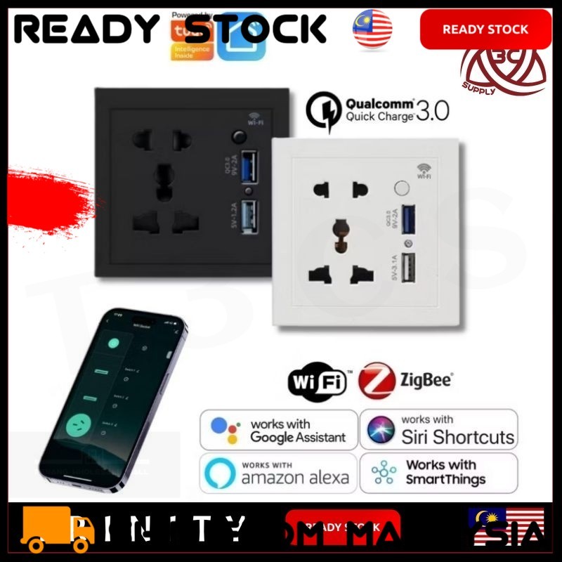 Zigbee Wifi Socket Plug EU US UK Switch Socket Outlet Universal Dual ...