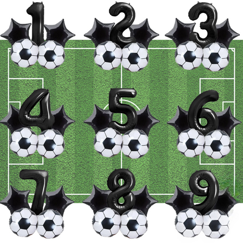 [Balloon Set] Football Balloon Decoration Black Digital Football Theme ...