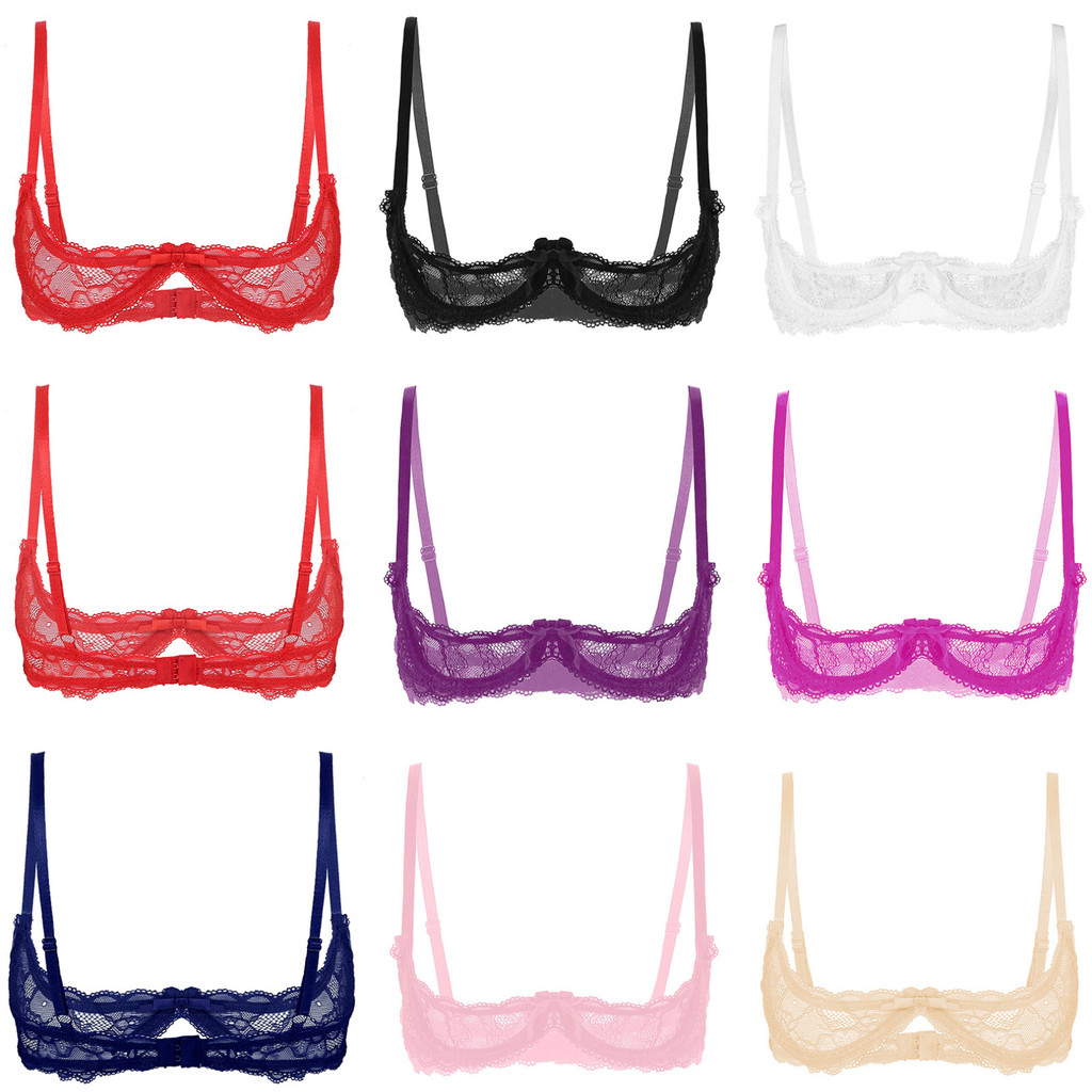 Women See Through Floral Lace Underwire Bras Lingerie Adjustable ...