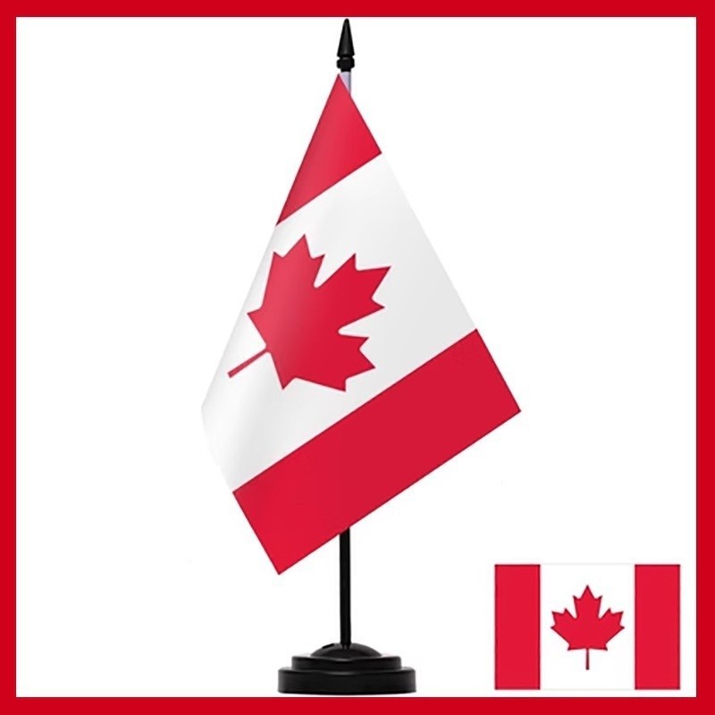 Flag of Canada Desk Flag Canadian Office Desktop Stand Flag with Solid ...