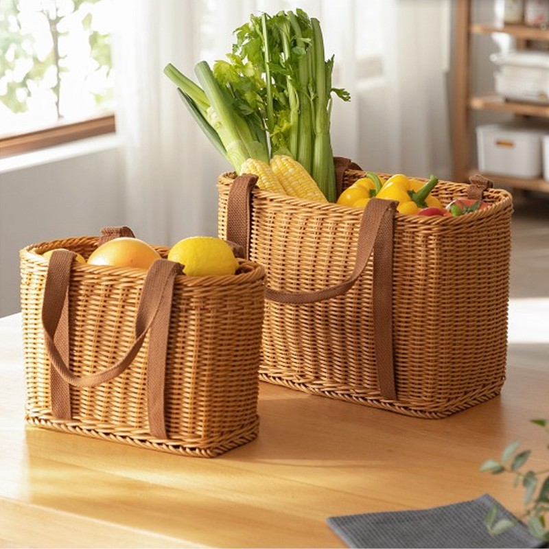 Sundries Basket with Handle Handmade Rattan Picnic Basket ...