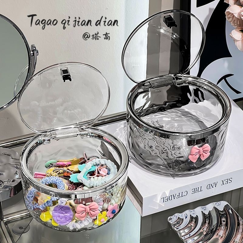 Diamond-patterned transparent storage box with snap-on lid, hairpin and ...