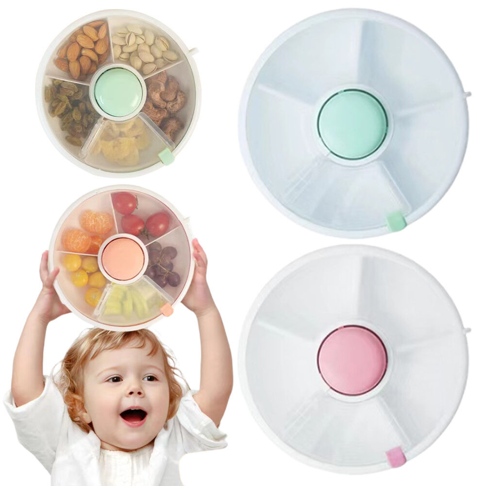 Snack Spinner Rotating Snack Box with 5 Compartment & Lid Snack Storage ...