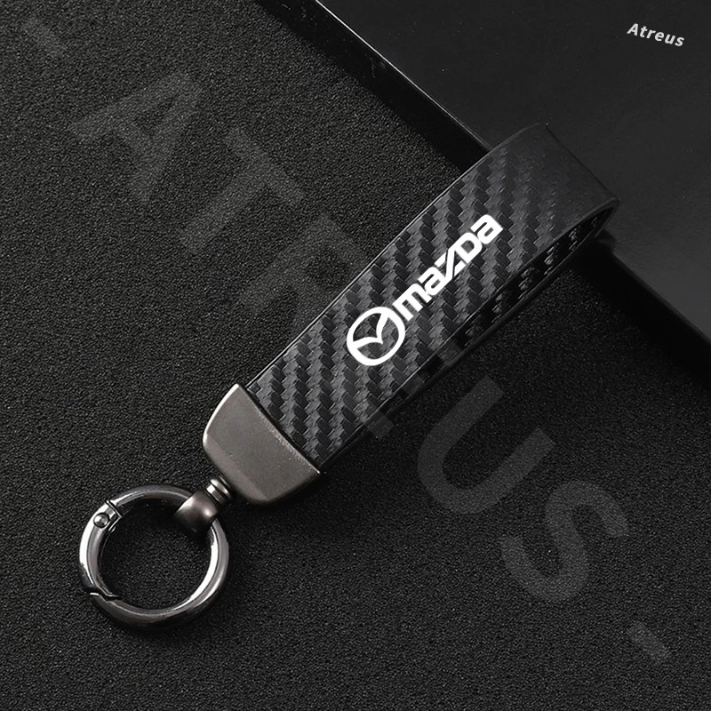 Mazda Car Pure Color Key Chain High Quality Suede Carbon Fiber Logo Key ...