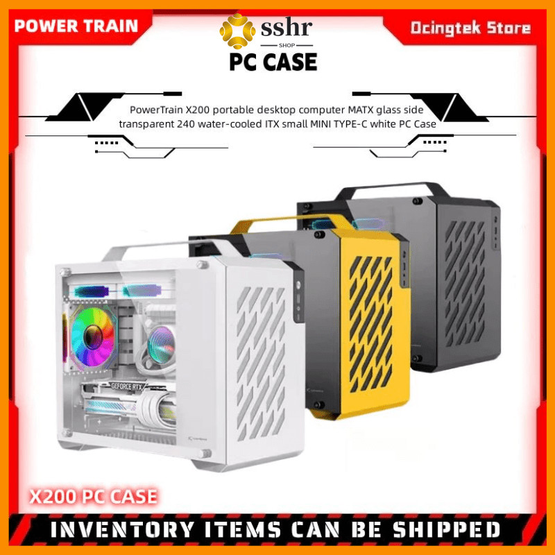 PowerTrain X200 White Portable Desktop Computer PC Case With MATX Glass ...