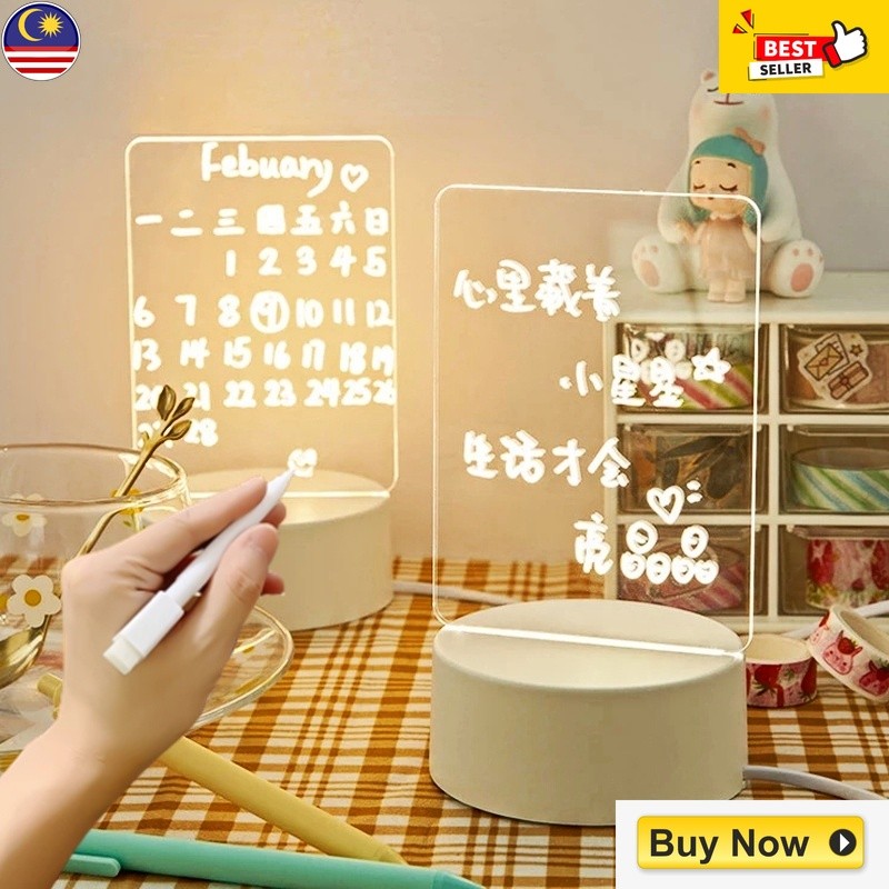 ZDD Creative Led Note Board Night Light USB Message Board with Pen Glow ...