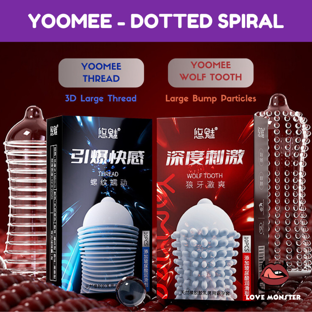 Love Monster Yommee Dotted Spriral Condom 10pcs/Box Latex Hyaluronic ...
