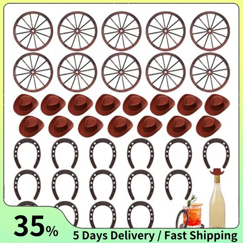 40 PCS Lucky Horseshoe CowboyHat and Wheel Western Cowboy Theme Party ...