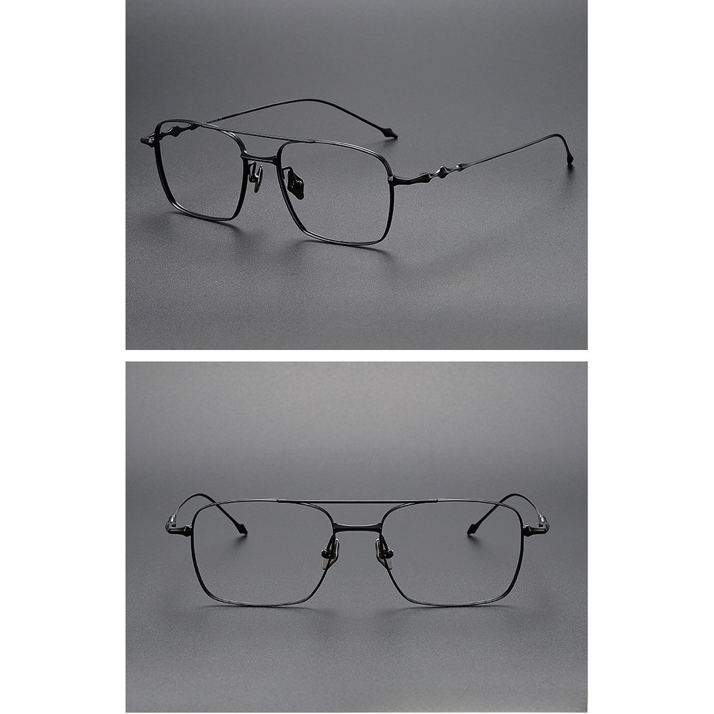 Pure Titanium Light Glasses Frame Double Beam Spectacles Men Women ...