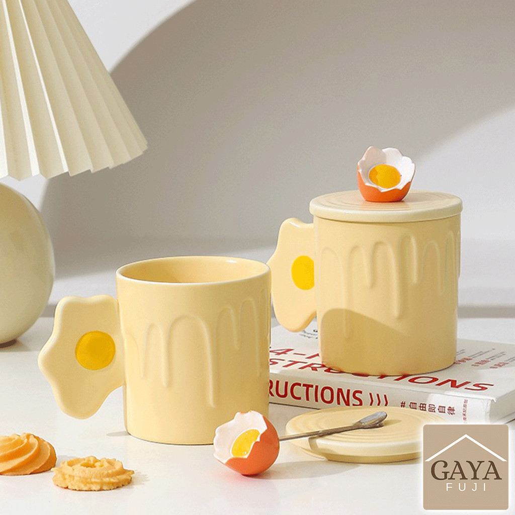 360mL PERCUMA Sudu Dan Penutup EGG Cawan Comel Seramik Set Telur Hadiah ...