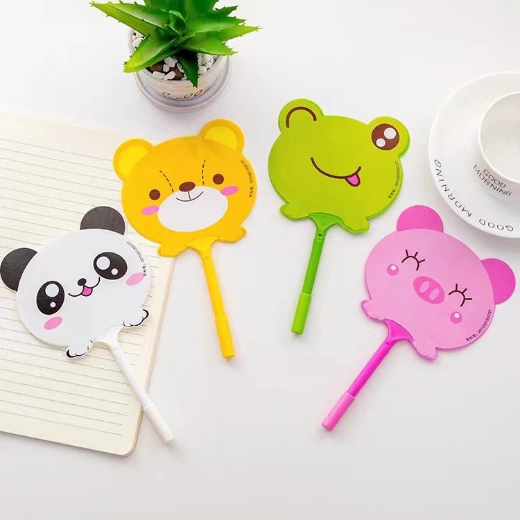 (OS) Cute Cartoon Animal Fan Pen And Fruit Unique Cartoon Character Fan ...