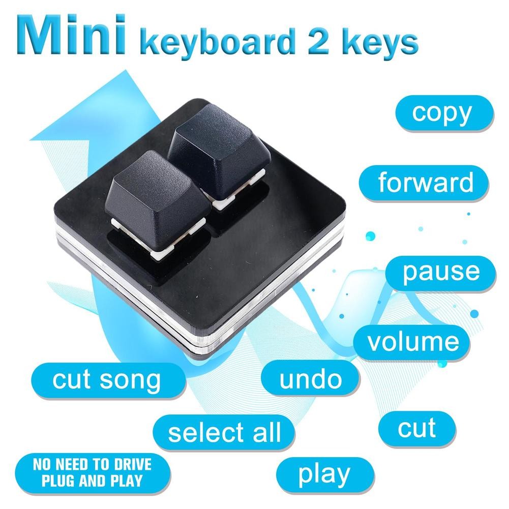 MAELOVE2 Black 2-key Mini Keyboard Copy Paste Custom Shortcut Different ...