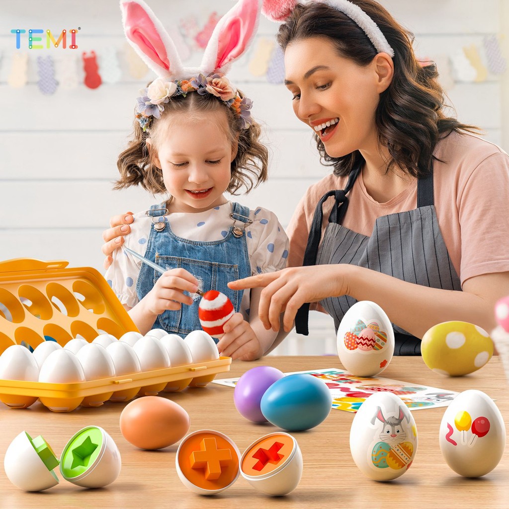 TEMI Color Shape Matching Toy Egg Intelligent Twisted Egg Early ...