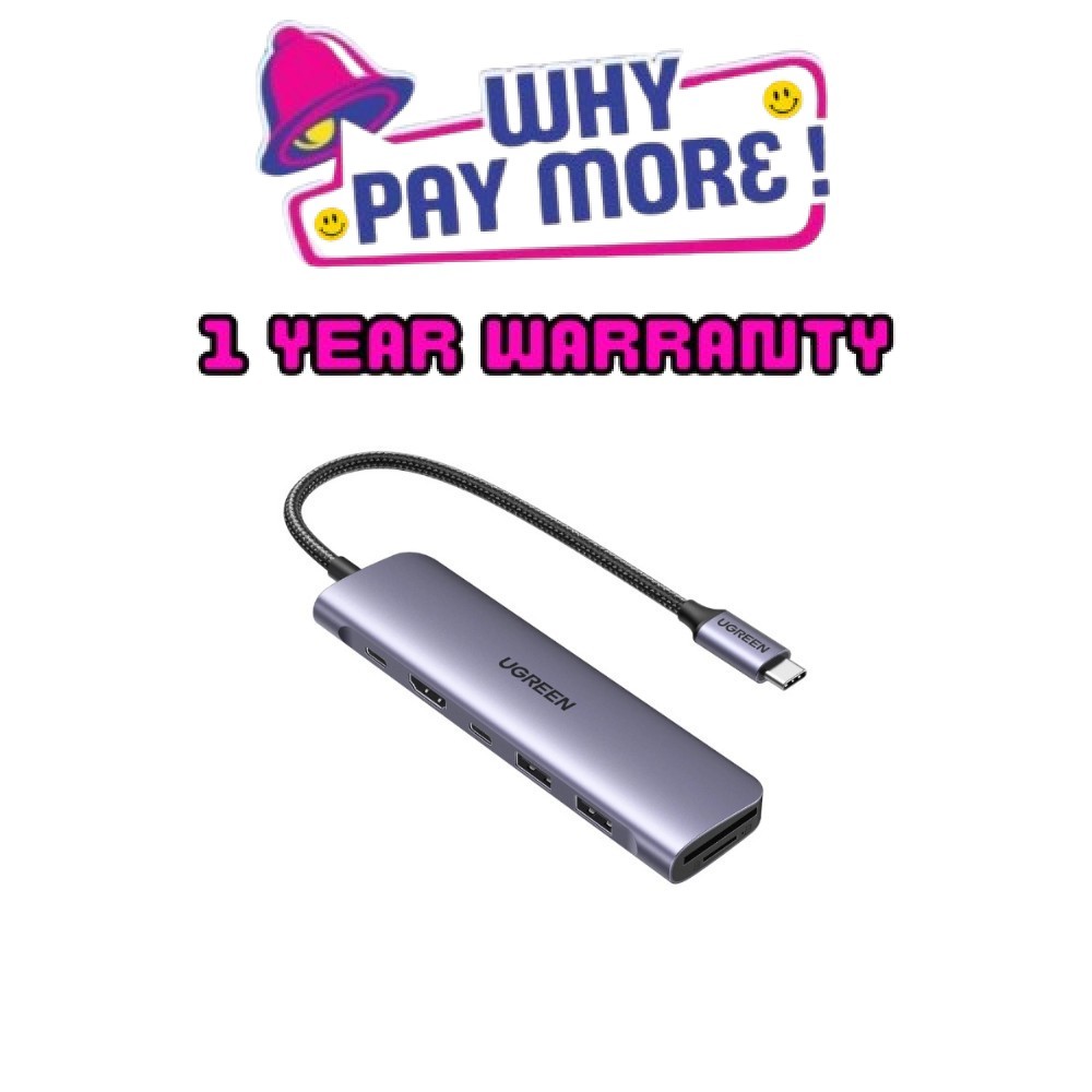 UGREEN Revodok 7 in 1 95W PD 4K@30Hz HDMI USB-C Hub | UG-CM195-15214 | Shopee Malaysia