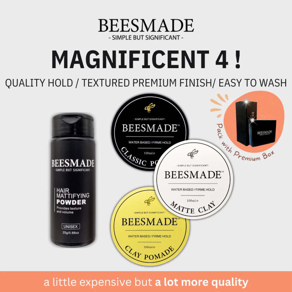 BEESMADE | Hair Pomade, Clay Pomade, Matte Clay, Mattifying Powder ...