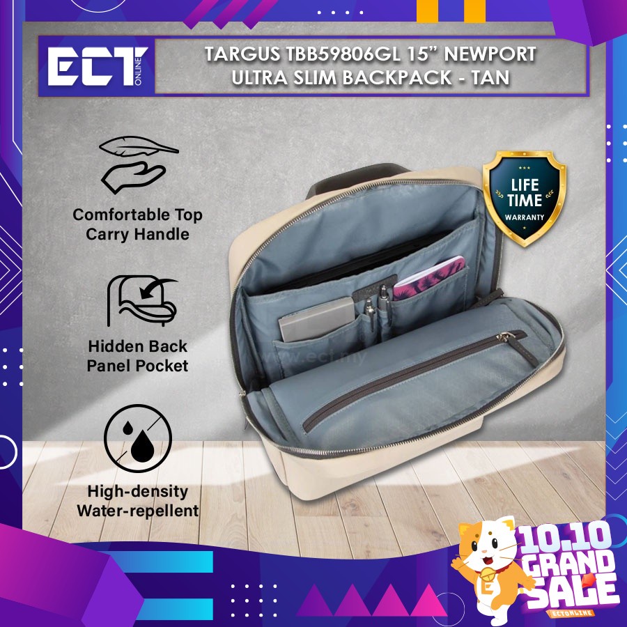 Targus TBB59806 15” Newport Ultra Slim Backpack - Tan | Shopee Malaysia