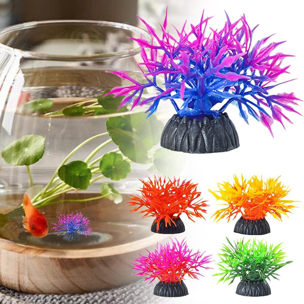Mini Artificial Plastic Plants Fish Tank Decoration Fish Flowers Pet ...