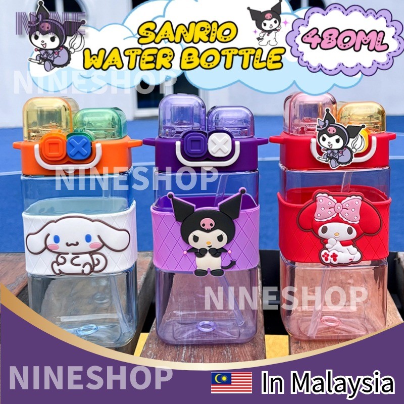 480ml Botol Air Kuromi Cinnamoroll Water Bottle Kids Straw Bpa Free ...