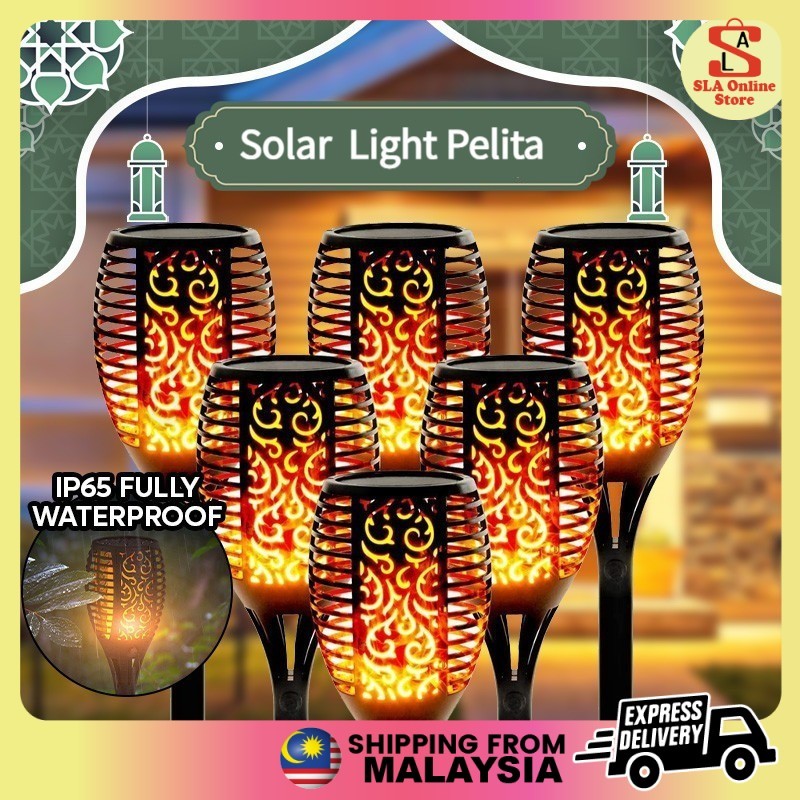 Raya Solar Flickering Flame Torch 12/33/51LED IP65 Waterproof Outdoor ...