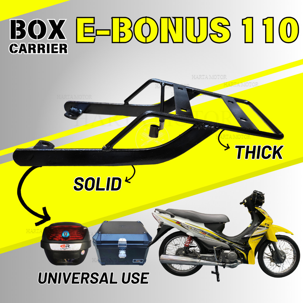 SYM E BONUS REAR BOX MONORACK BOX CARRIER KAKI HEAVY DUTY PVC KOTAK BESI BELAKANG EBONUS E-BONUS ...