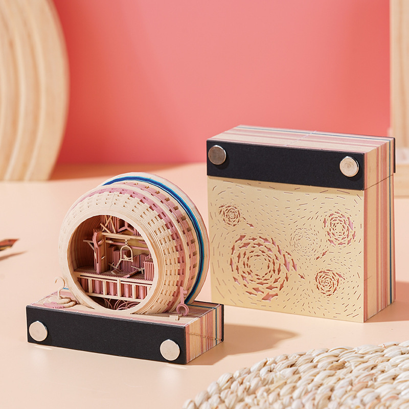 Carved Cage Moon 3D Three-Dimensional Paper Carved Calendar Hand Tear ...