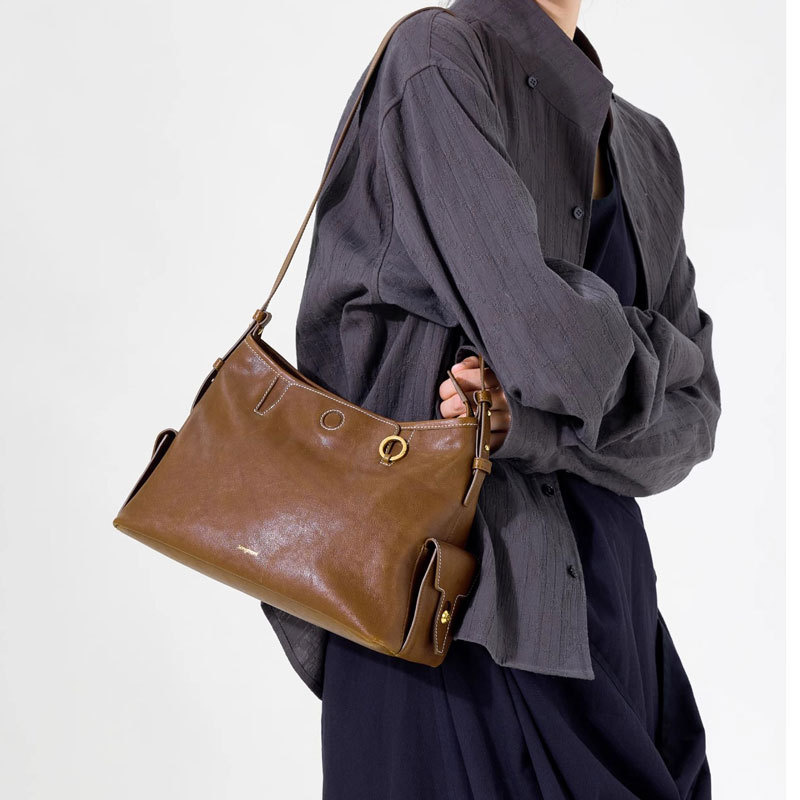 [With original dust bag] Songmont Yore Hobo Bag Genuine Leather ...
