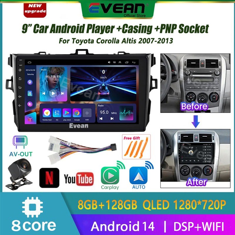 (8GB+128GB) Evean 9"inch Octa Core Car Android Radio Multimedia Player ...