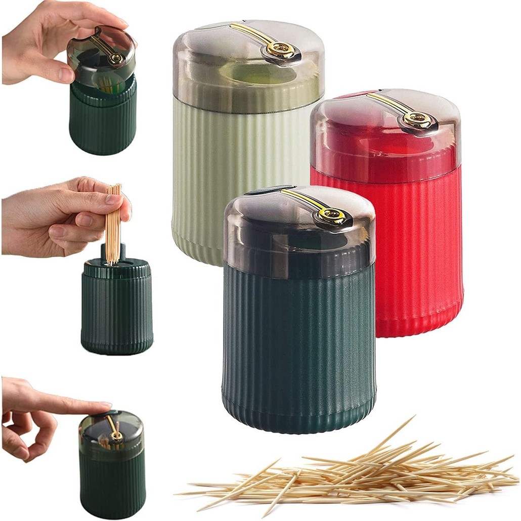 Automatic Toothpick Dispenser Holder with Toothpicks, Pop Up Toothpick ...