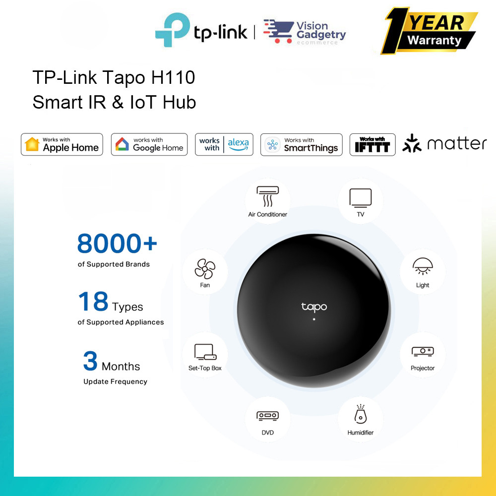 TP-Link Tapo H110 Smart IR & IoT Hub All-in-One Infrared Remote Control ...