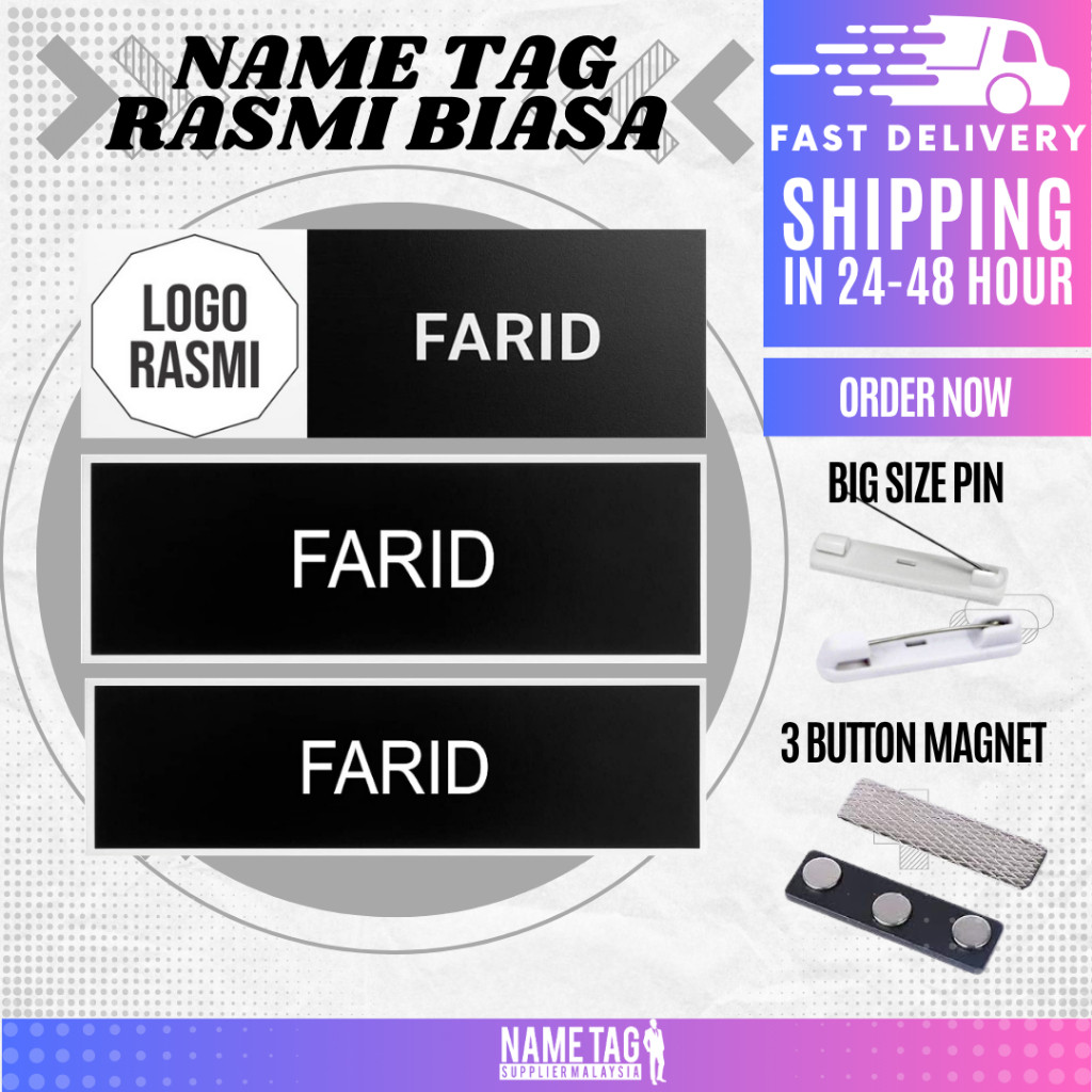 Name Tag Formal MAGNET/PIN Untuk Tag Nama Sekolah Cikgu, Murid dan ...