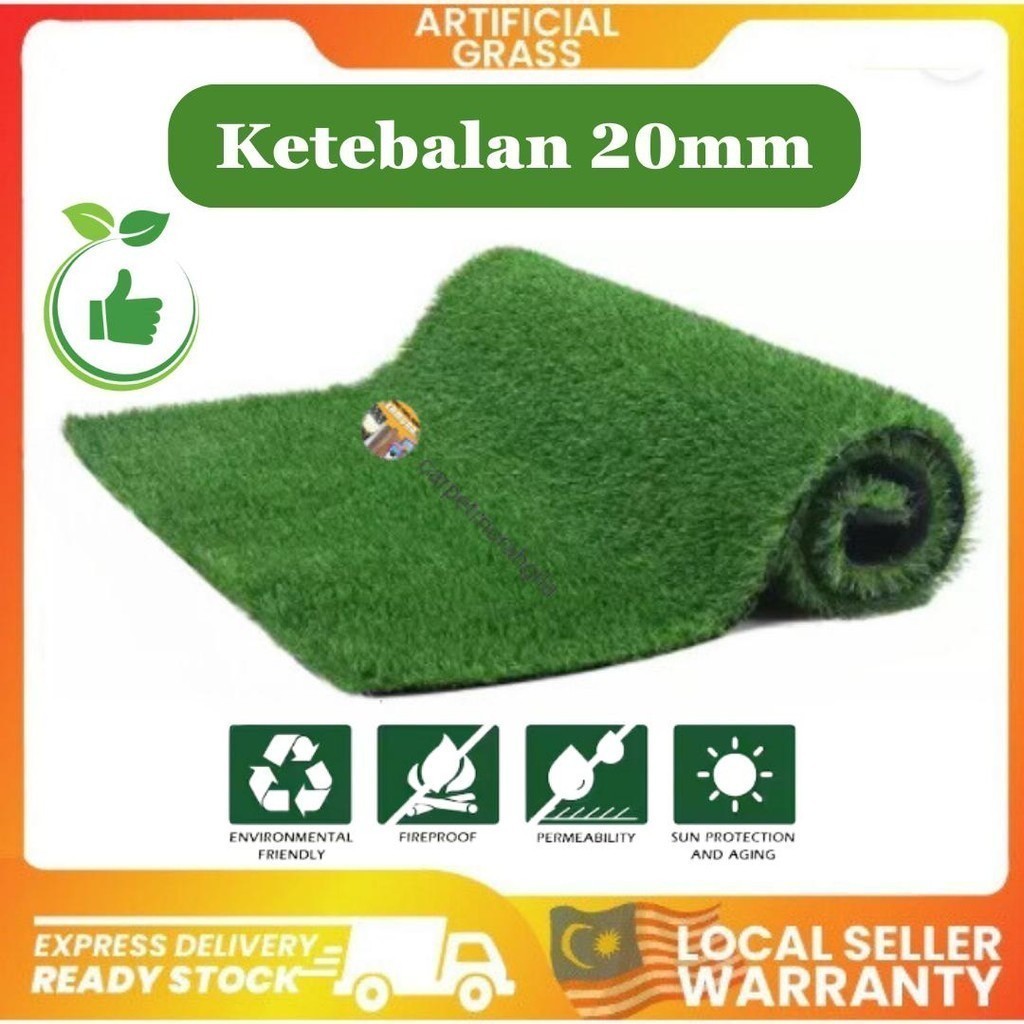 【1M Lebar X 1M Panjang】20MM Rumput Tiruan Hijau Asli Rumput Sintetik ...