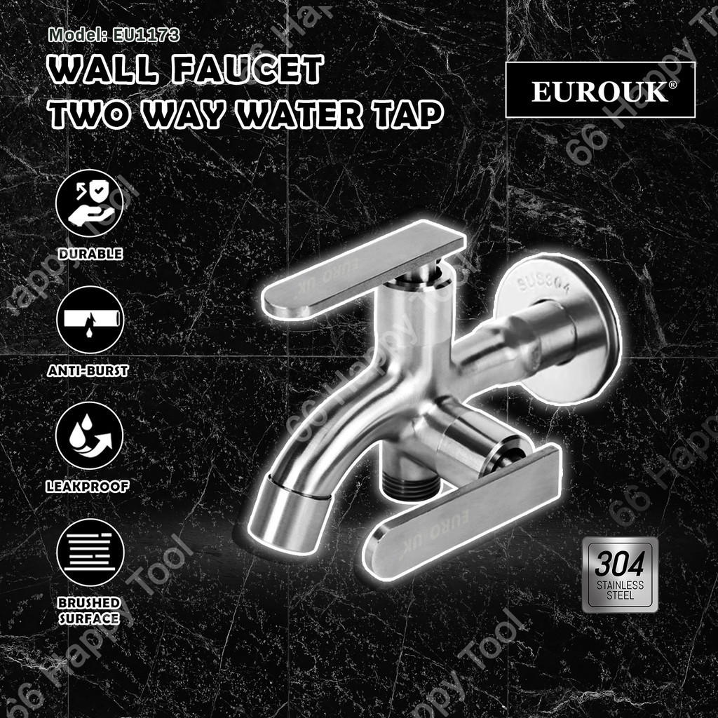 EURO UK Two Way Water Tap Wall Faucet EU1173 Stainless Steel SUS304 ...