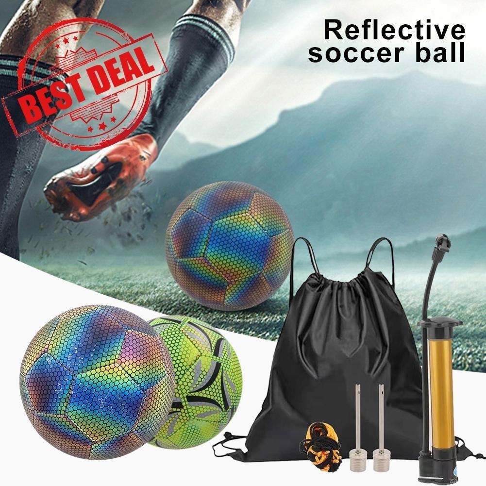 Outdoor Glow Reflective Football Soccer Ball Official No.5 4 Ball Pu ...
