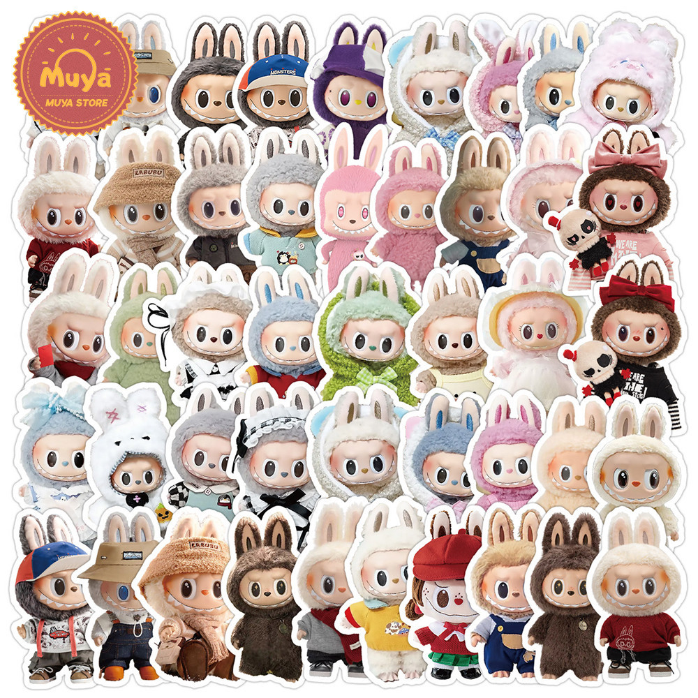 MUYA 50pcs LABUBU Stickers Pack Waterproof THE MONSTERS Cartoon Vinyl ...