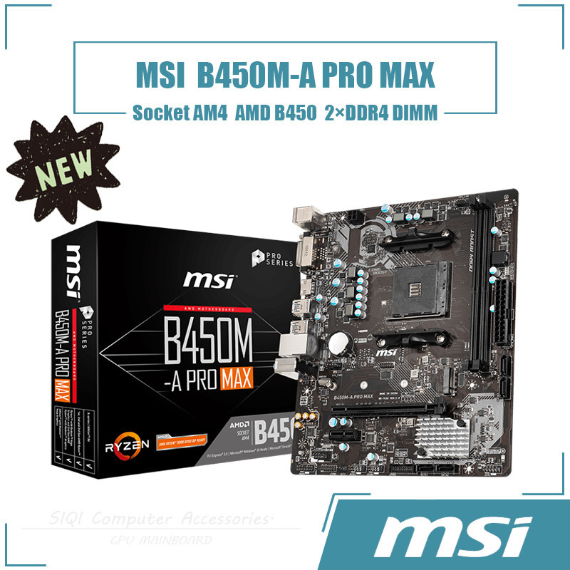 [NEW] MSI B450M-A PRO MAX Motherboard Socket AM4 2×DDR4 DIMM AMD B450 ...