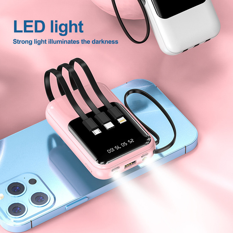Powerbank Built in 3 Cables Fast charging Digital LED Display Portable ...