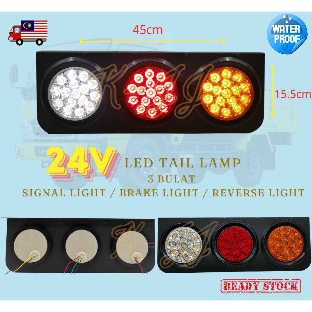 24V LED TAIL LAMP LORI TAIL LAMP LED 3 BULAT LAMPU SIGNAL LIGHT BRAKE ...