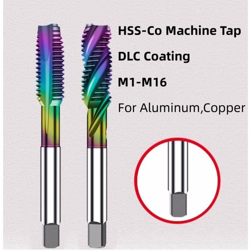 1PC HSS-Co Tip Spiral Fluted Tap DLC Coating M1 M2 M3 M4 M5 M6 M8 M10 ...