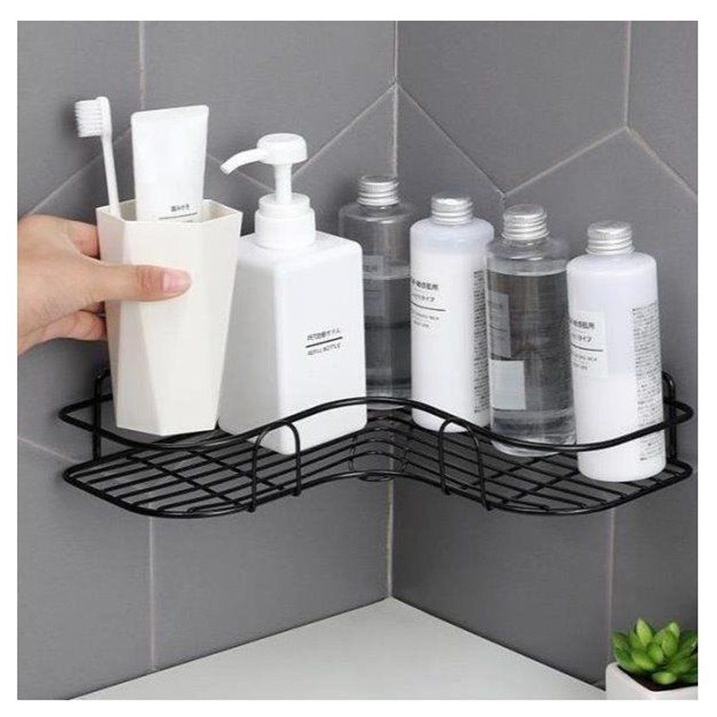 Wall Mounted Shower Corner Storage Rack Glass Bathroom Corner Organizer ...