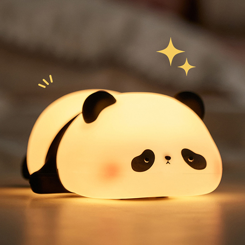 Cute Panda Night Light Cartoon Creative Sleeping Pandas Bedroom Lamp ...