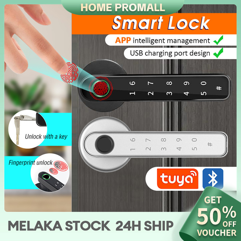 Bluetooth Smart Door Lock Tuya Keyless Digital Lock 100PCS Fingerprint Door Lock Kunci Pintu ...