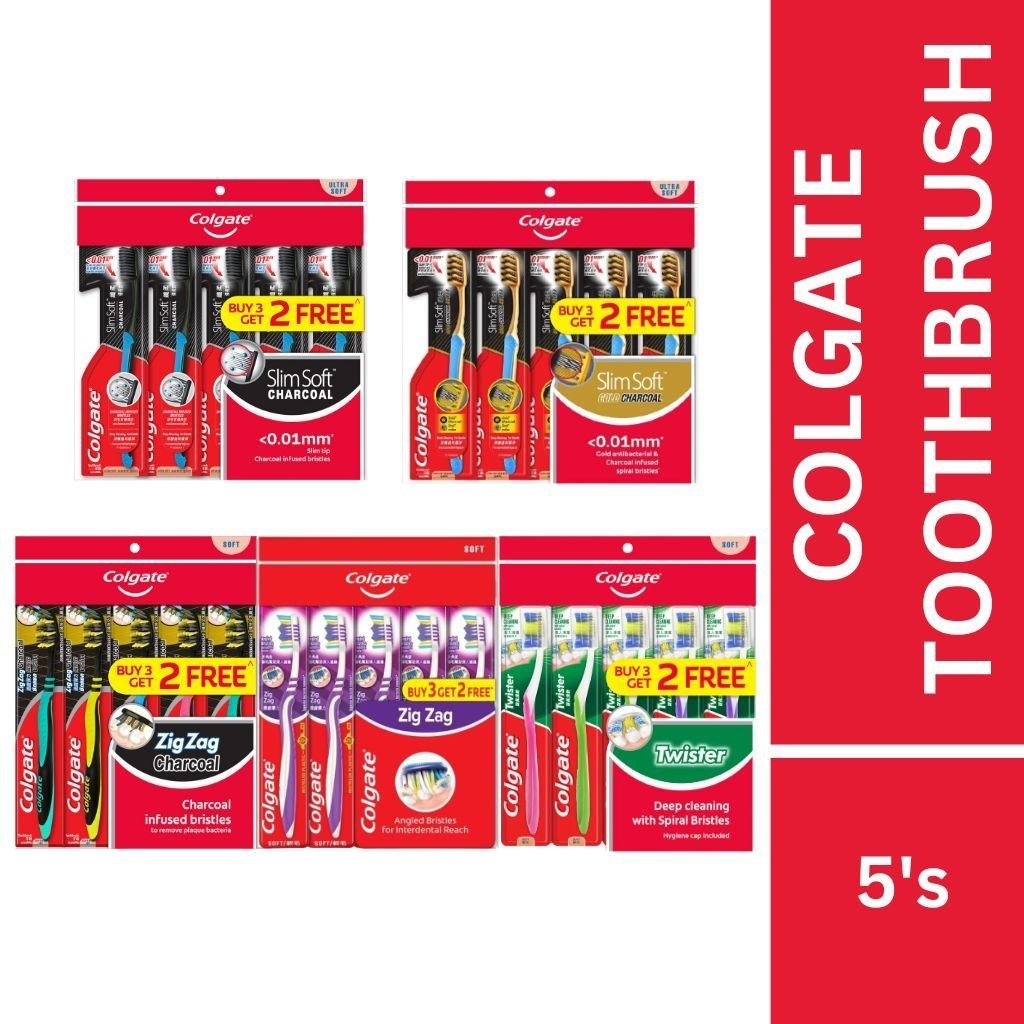 COLGATE Toothbrush Value Pack Soft Medium Twister / Zig Zag / Slim Soft ...