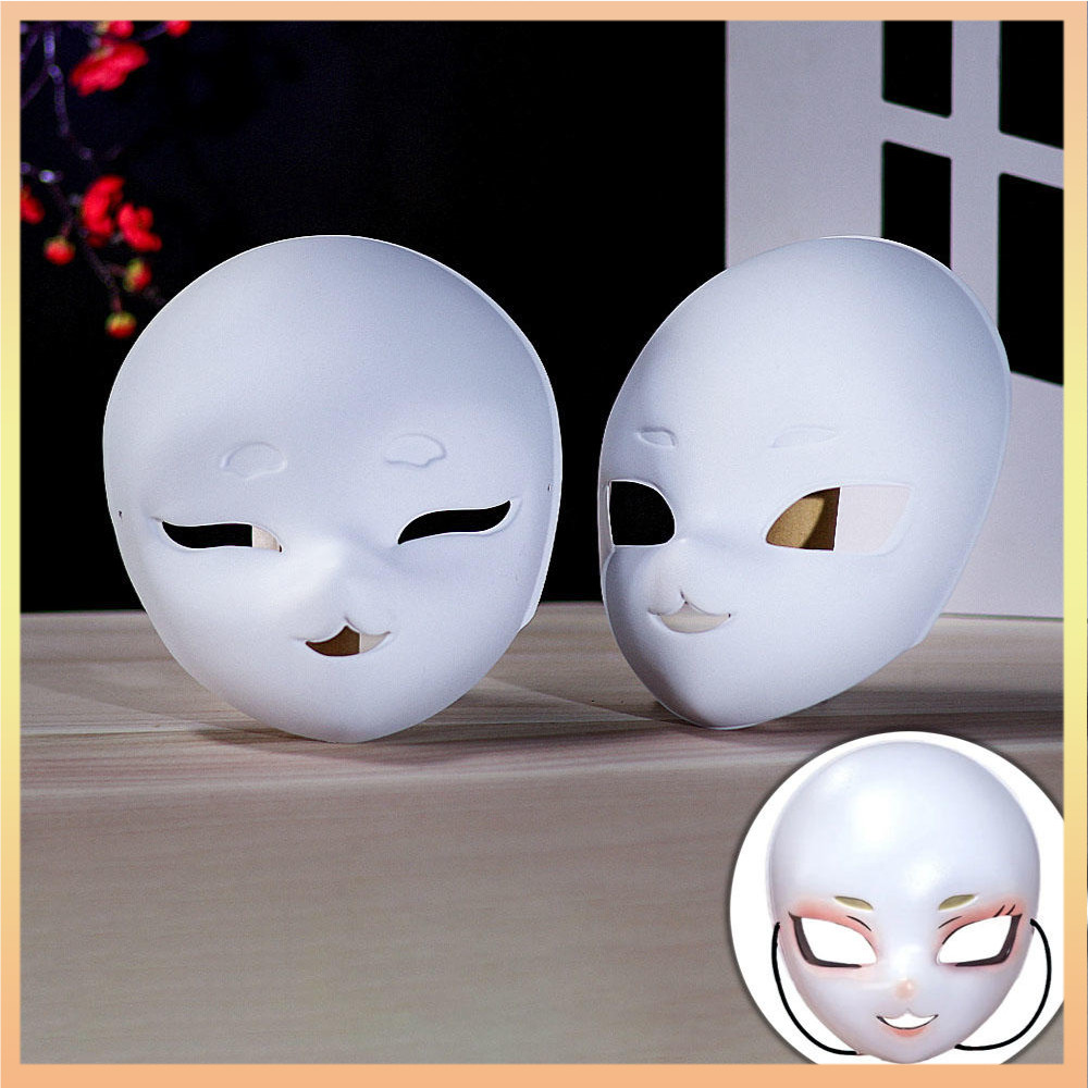 Cute Full Face White Mask DIY Blank Matte PVC Masks Halloween Party ...