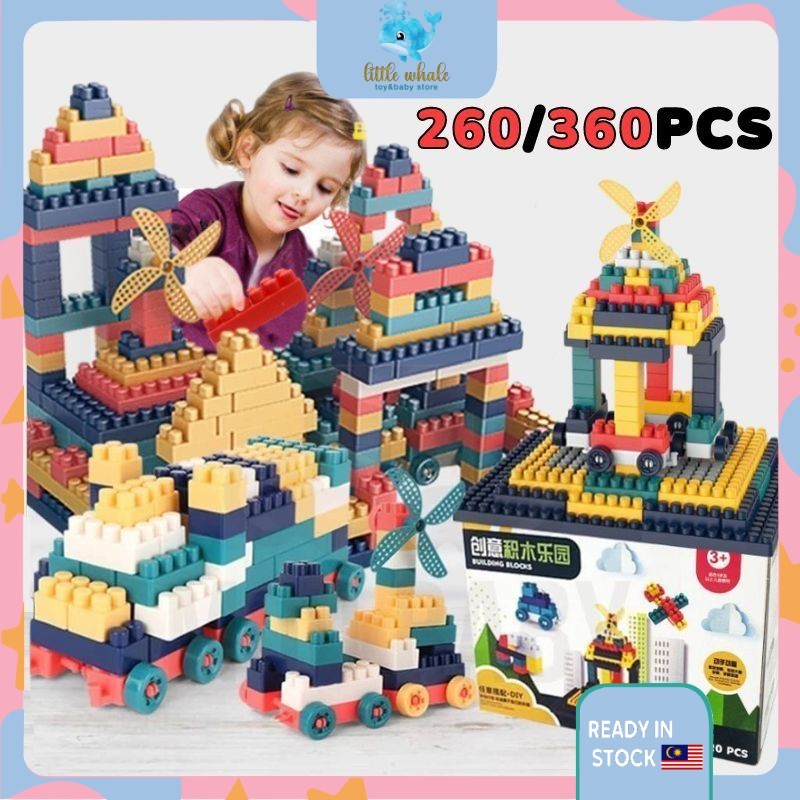 🐳260/360 Pcs Particle Puzzle Plastic Building Blocks Mainan Budak ...