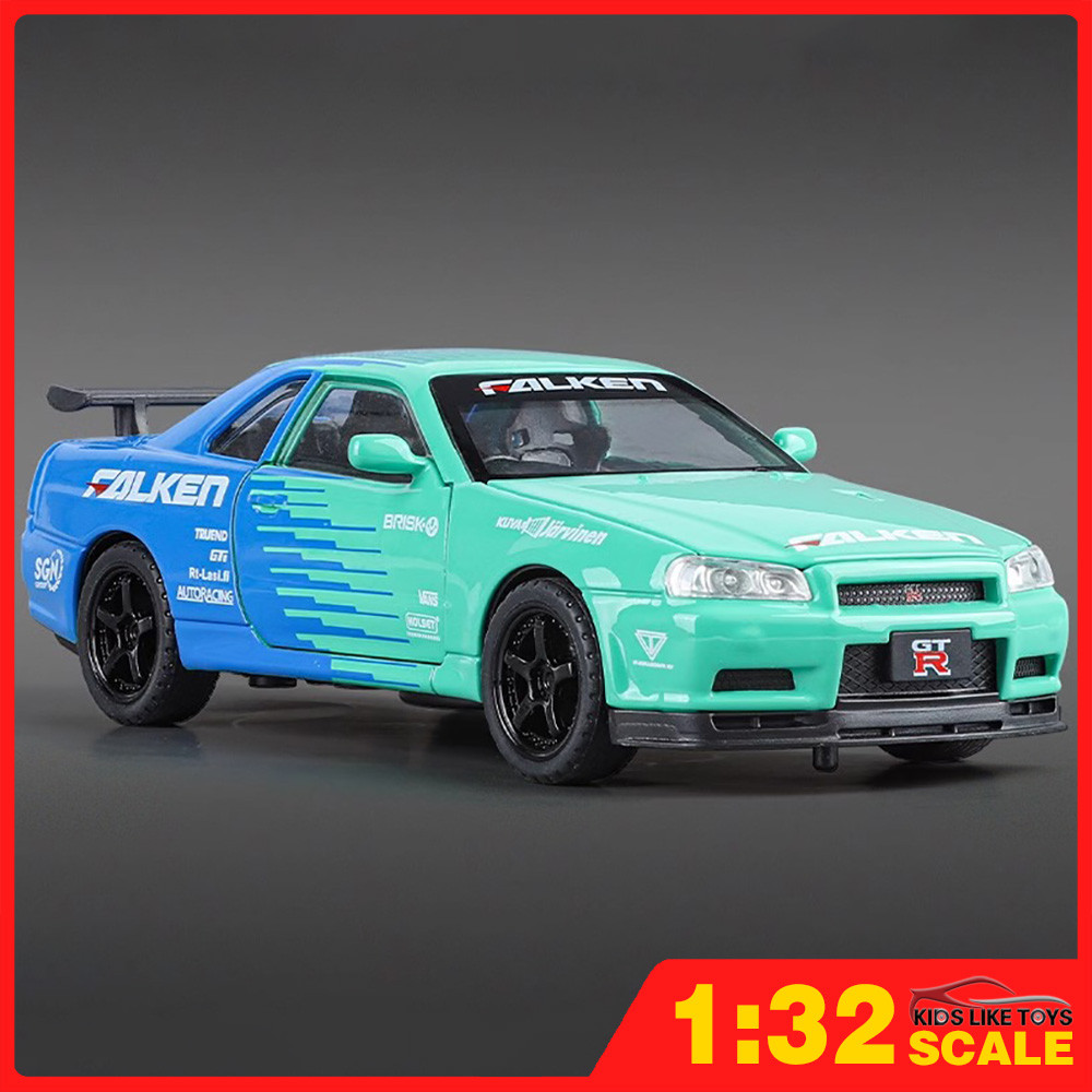 KLT 1:32 NISSAN GTR R34 Livery Metal Alloy Toys Car Model Diecast ...