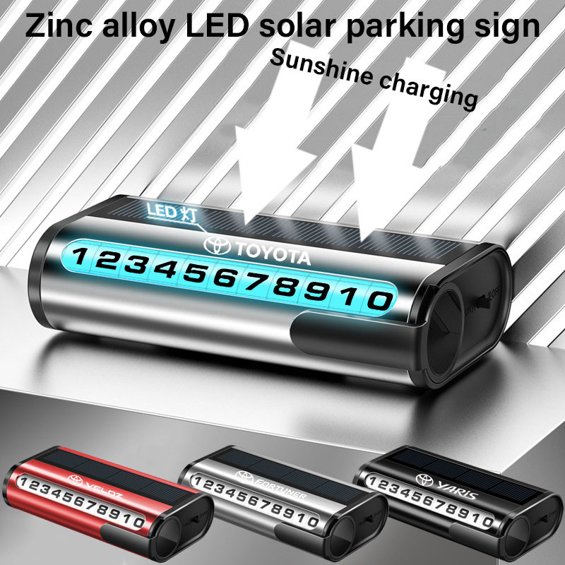 Toyota car Solar powered parking number plate luminous zinc alloy ...