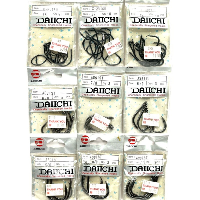 DAIICHI K-MUTSU TYPE CHEMICALLY SHARPENED /ASS ST JAPAN HOOK 🔥Ready ...
