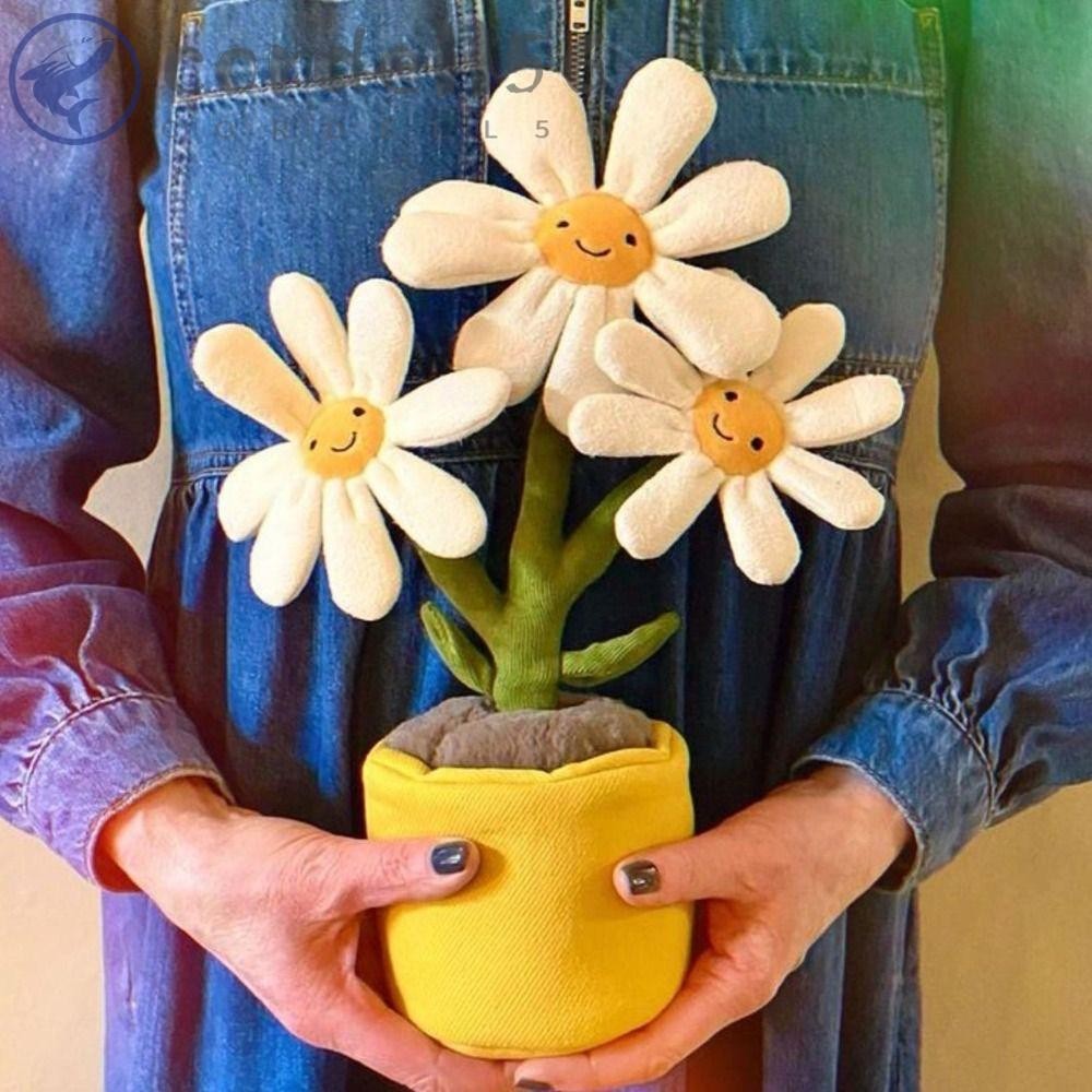CORDELL Daisy Potted Plants Plush Toy, 34cm Soft Stuffed White Daisy ...