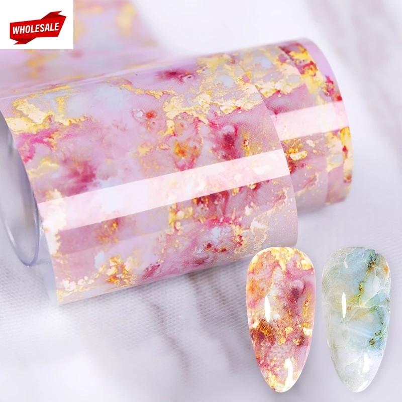 (BC) 1 Sheets Pack Nail Foils/Marble Series Leaves Flowers Pattern 3D ...